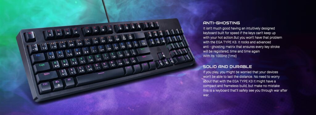 คีย์บอร์ดเกมมิ่ง รุ่น type k3 new - EGA ZONE